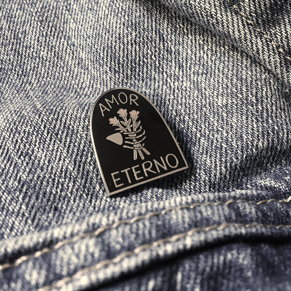 Amor Eterno Tombstone Enamel Pin | Eradura Hand Embroidered Goods