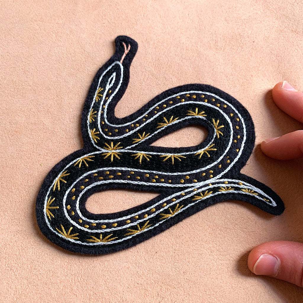 Estrellada ~ Hand Embroidered Snake | Eradura Hand Embroidered Goods