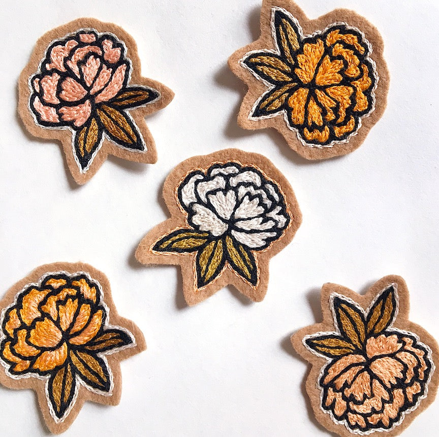 Marigold Embroidered Patch Fiber Art | Eradura Hand Embroidered Goods