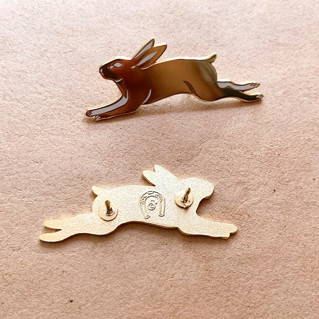 Golden Rabbit Enamel Pin | Eradura Hand Embroidered Goods