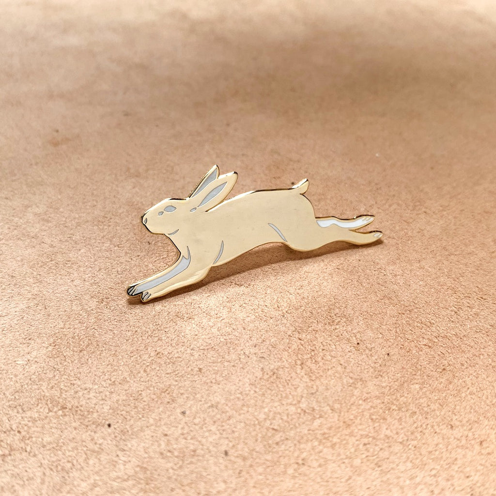 Golden Rabbit Enamel Pin | Eradura Hand Embroidered Goods