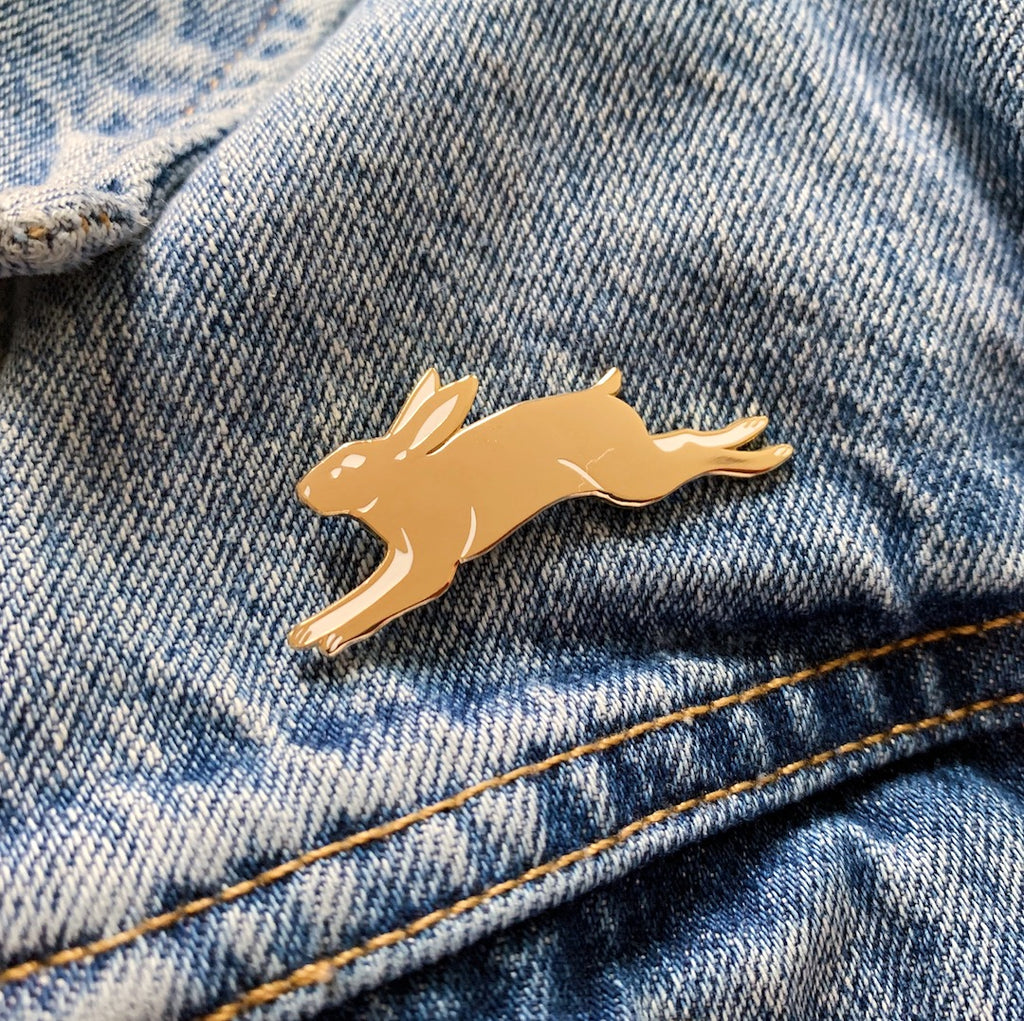 Golden Rabbit Enamel Pin | Eradura Hand Embroidered Goods