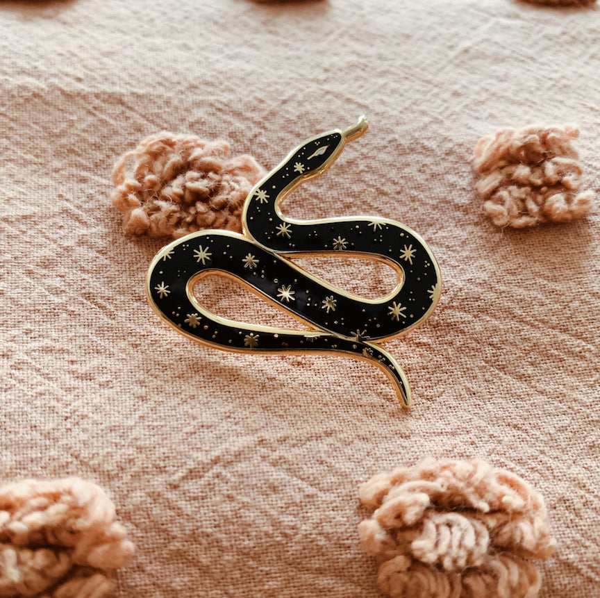 Cosmic Snake Enamel Pin | Eradura Hand Embroidered Goods