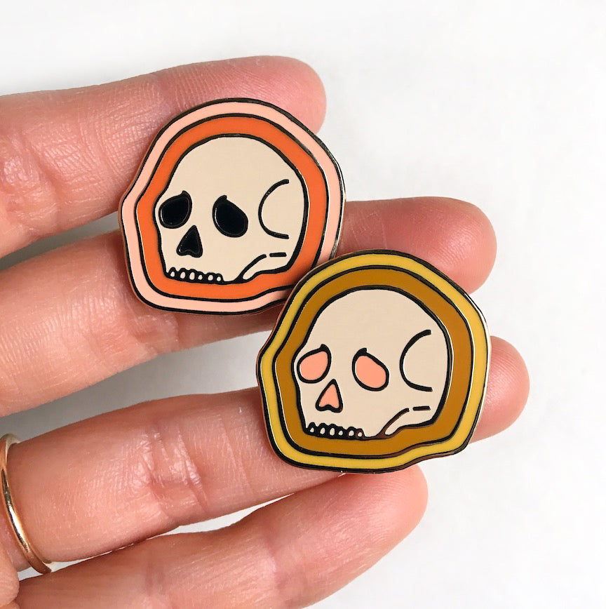 Red Aura ~ Skull Enamel Pin | Eradura Hand Embroidered Goods