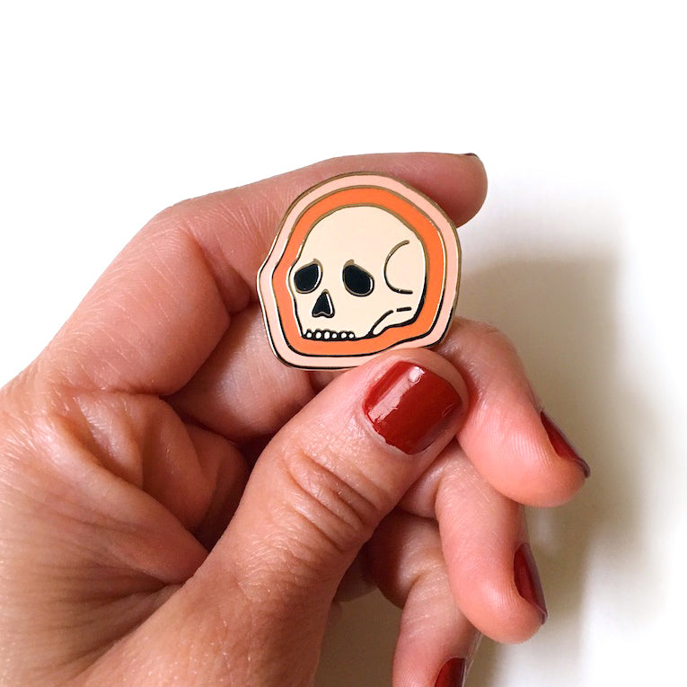 Red Aura ~ Skull Enamel Pin | Eradura Hand Embroidered Goods