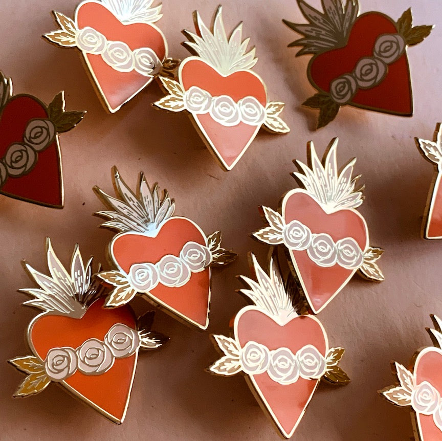 Sacred Heart Enamel Pin | Eradura Hand Embroidered Goods